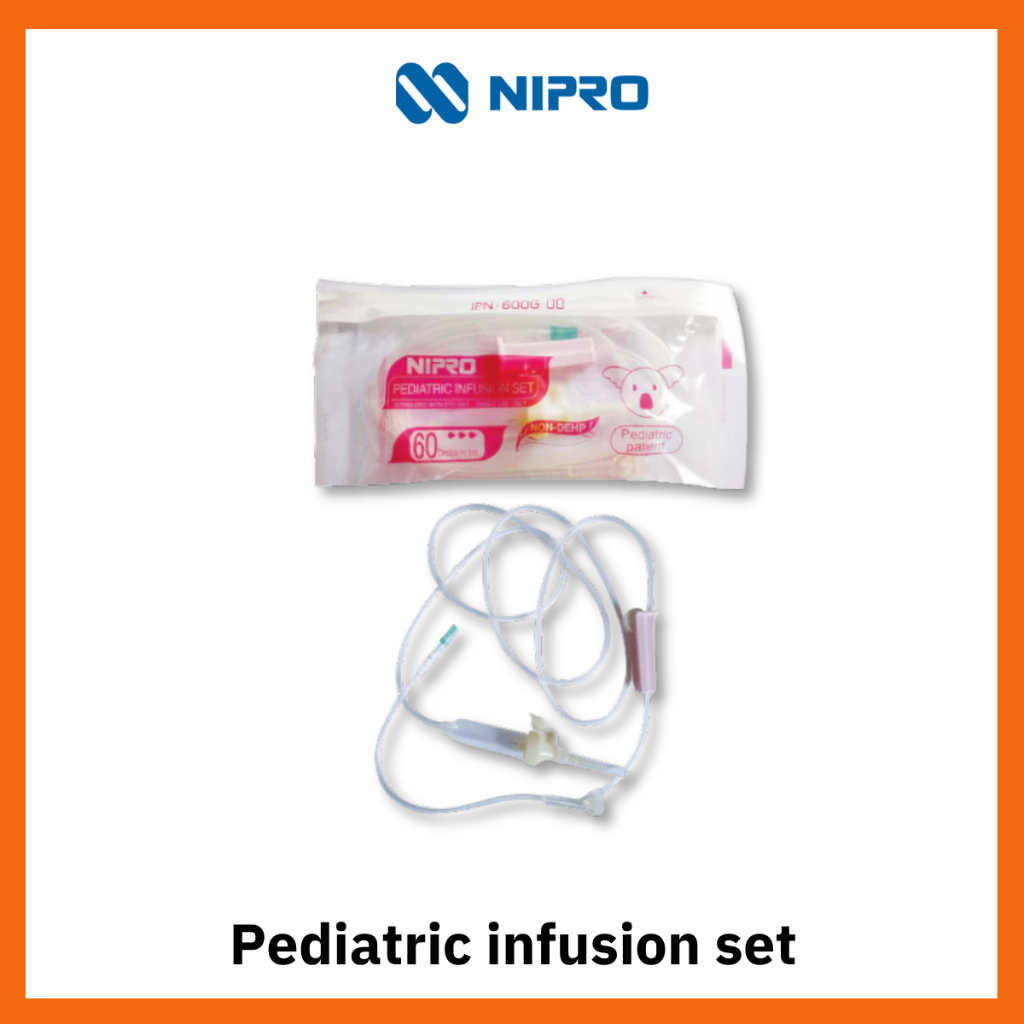 Nipro Pediatric infusion set [Non-DEHP] ชุดสายให้น้ำเกลือเด็ก สีชมพู 60 ...