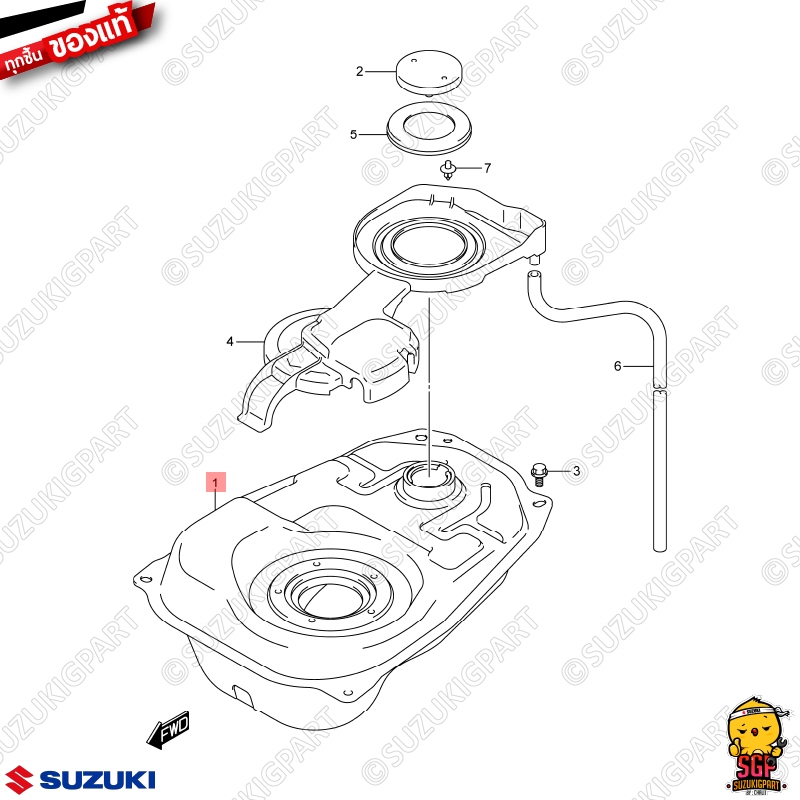 ถังน้ำมันเชื้อเพลิง TANK COMP, FUEL แท้ Suzuki Smash 115 Fi 2018-2021 ...