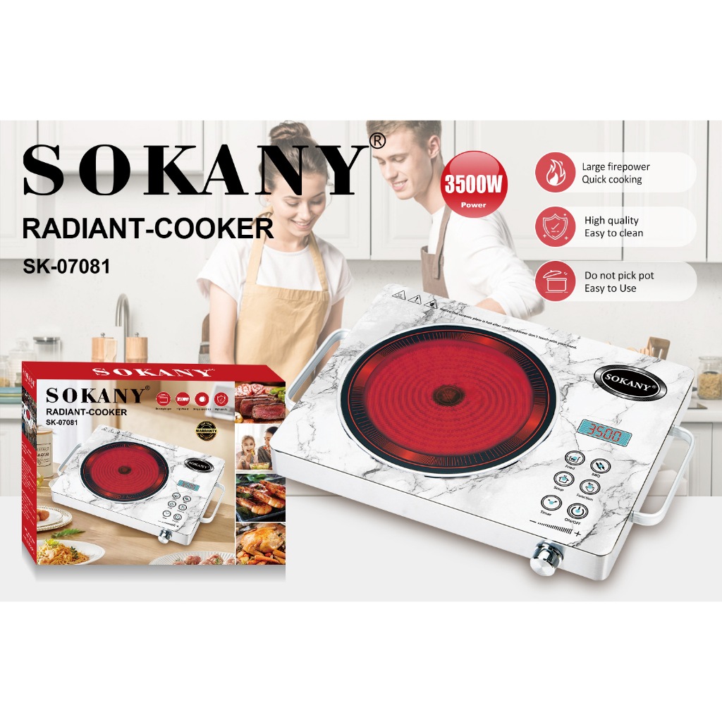 SOKANY 3500W สแตนเลส เตาแม่เหล็กไฟฟ้า induction cooker ใช้ได้กับกระทะ ...
