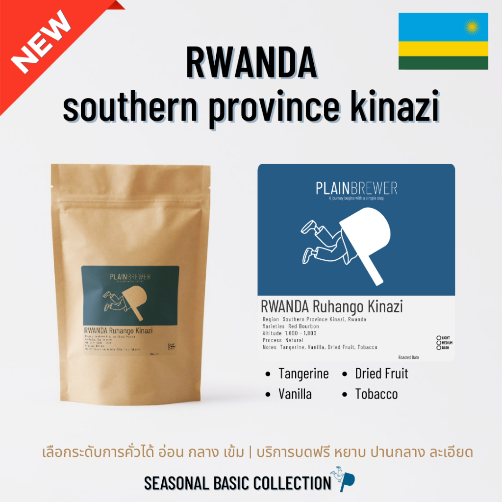 [เลือกระคั่วได้/บดฟรี] RWANDA Ruhango Kinazi Natural เมล็ดกาแฟ อาราบ ...