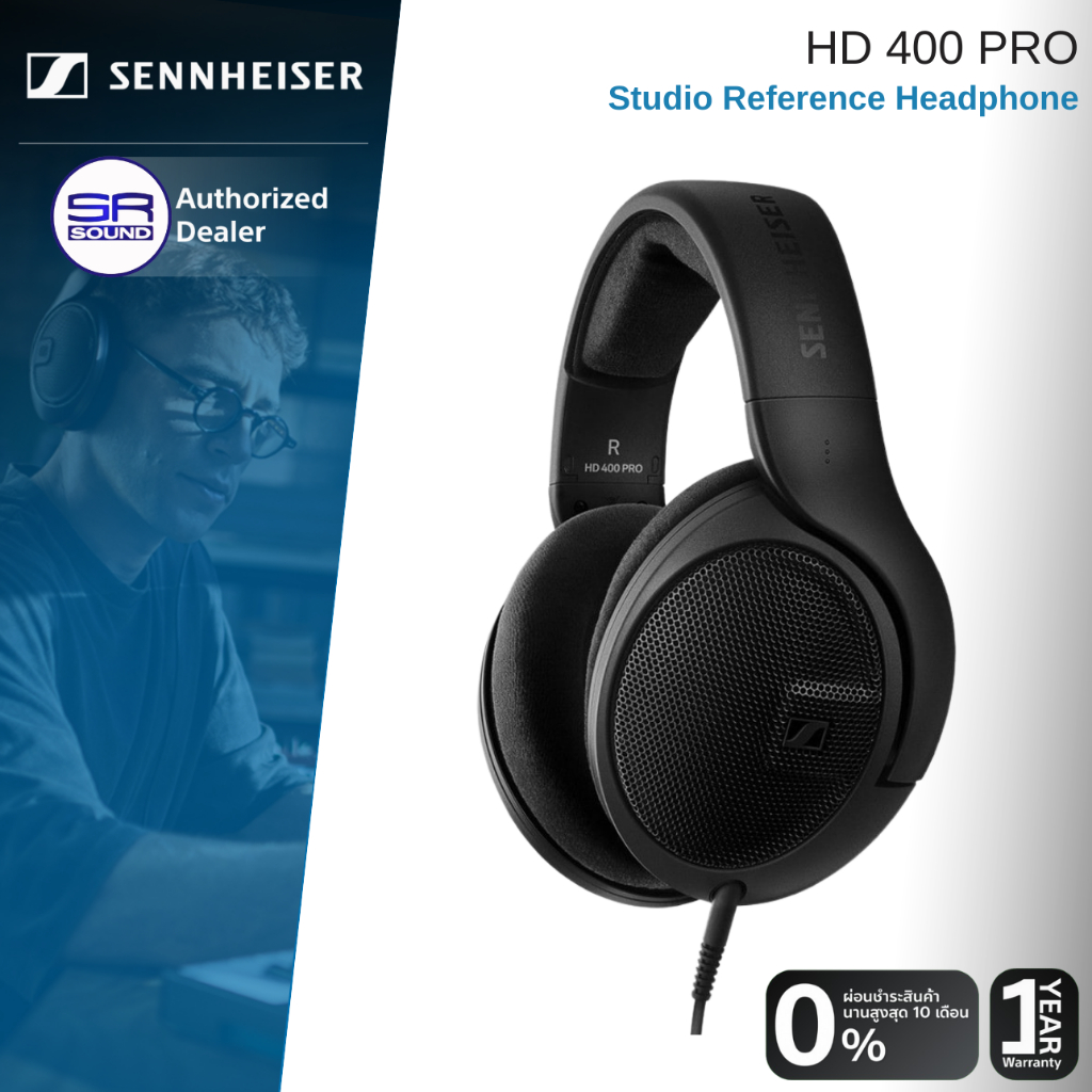 (ส่งฟรี/ผ่อน0%) SENNHEISER HD 400 PRO Studio Reference Headphones หูฟังมอนิเตอร์ สตูดิโอ ...