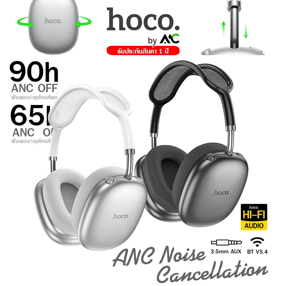 Hoco W55 Plus หูฟังบลูทูธไร้สาย แบบครอบหู ระบบตัดเสียงรบกวน ANC แบตอึด ...