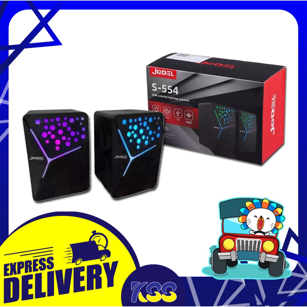 ลำโพงเกมมิ่งส์ Jedel S-553 Rainbow Desktop Speakers 6W 2.0 Channel Stereo USB Powered + 3.5mm ...