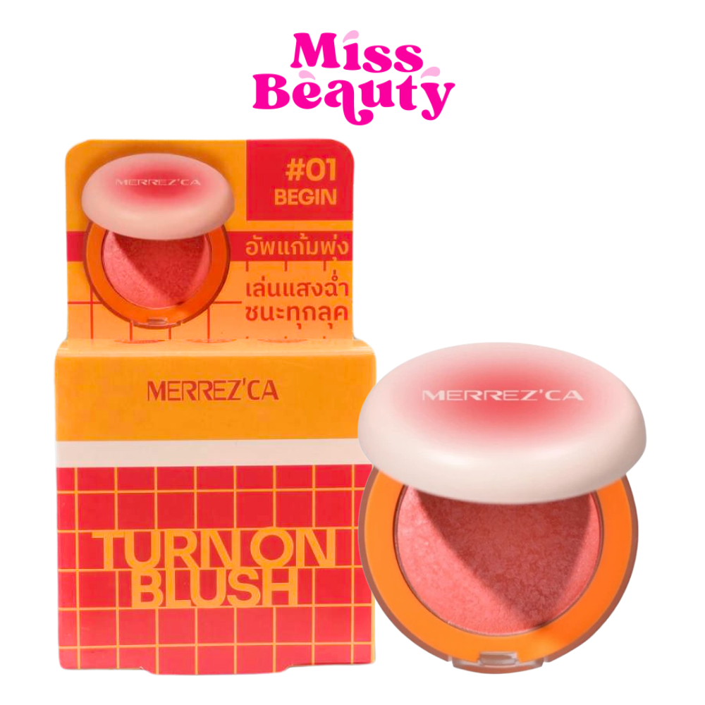 (ตลับ) Merrezca Turn On Blush เมอร์เรซกา เทิร์น ออน บลัช บลัชออนเนื้อโ ...
