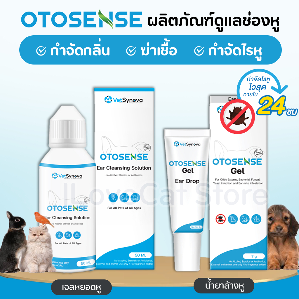 Otosense กำจัดไรหู น้ำยาเช็ดทำความสะอาดช่องหู เจลหยดหู กำจัดไรในหู ฆ่า ...