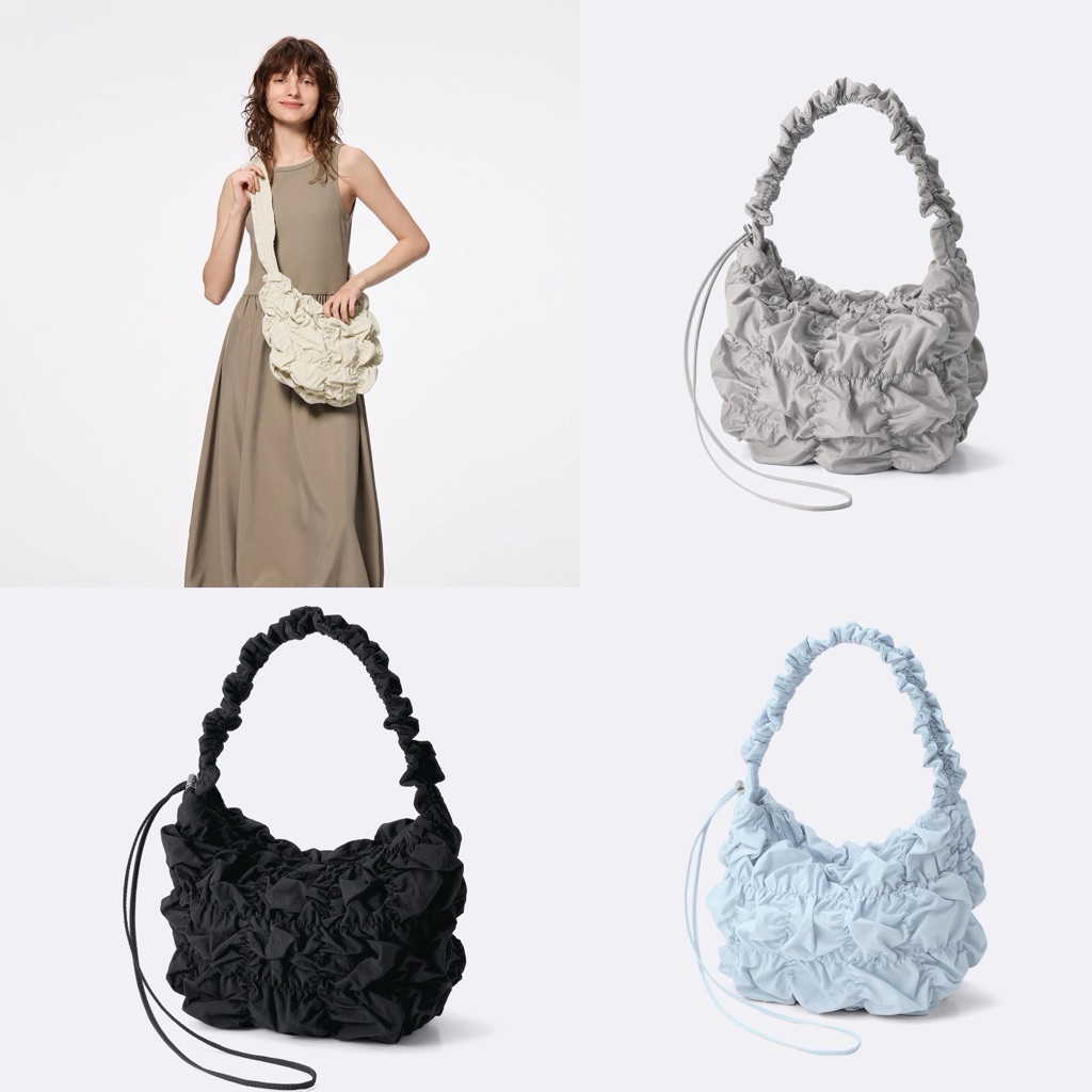 GU Gathered shoulder bag กระเป๋าสะพายไหล่ สะพายข้าง สามารถปรับความยาวได้ | Shopee Thailand