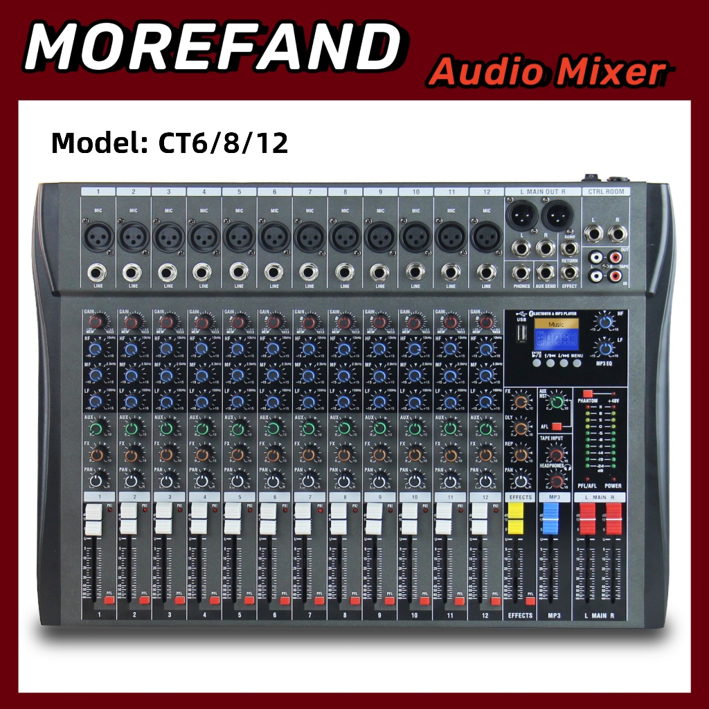 AUDIO MIXER มิกเซอร์มืออาชีพCT6/8/12 ช่อง มิกเซอร์ USB Amplifiers KTV ...