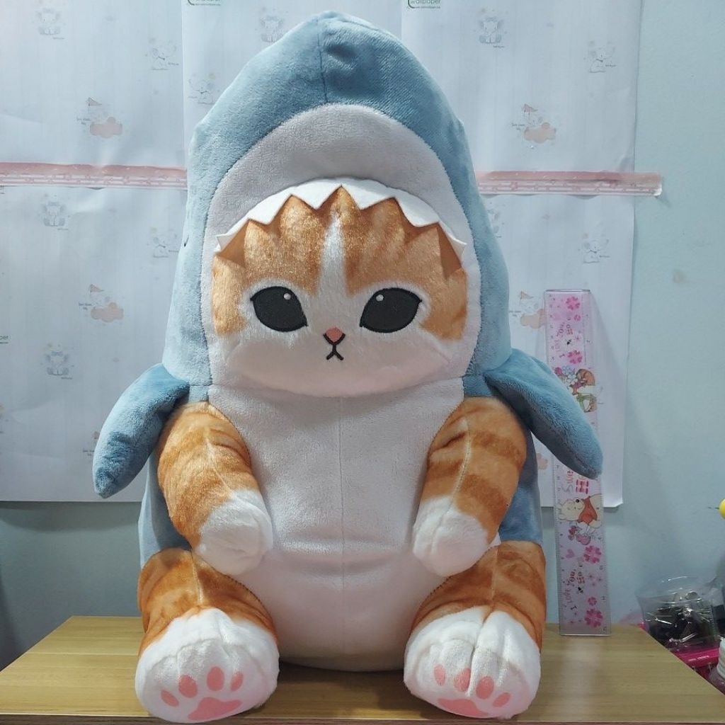 Mofusand Shark Nyan Super Big Plush Toy / ตุ๊กตาแมวส้ม ใส่ชุดฉลาม ท่า ...