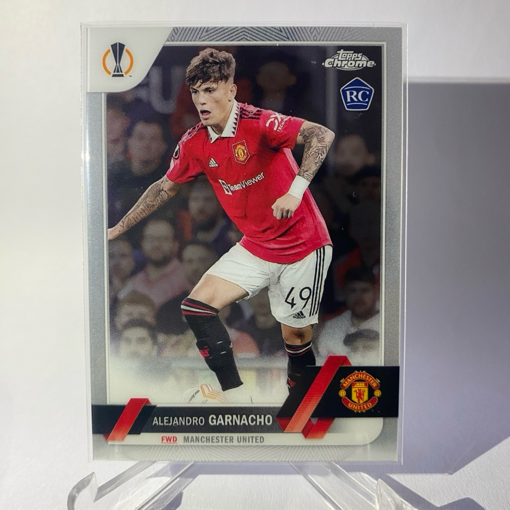 การ์ดนักฟุตบอลสำหรับสะสม ALEJANDRO GARNACHO, RC, MANCHESTER U., TOPPS ...