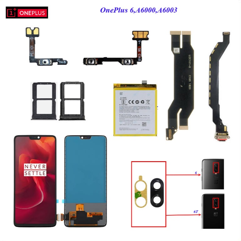 อะไหล่มือถือ OnePlus 6,A6000,A6003/สายแพร/ถาดใส่ซิม/กระจกเลนส์กล้อง ...