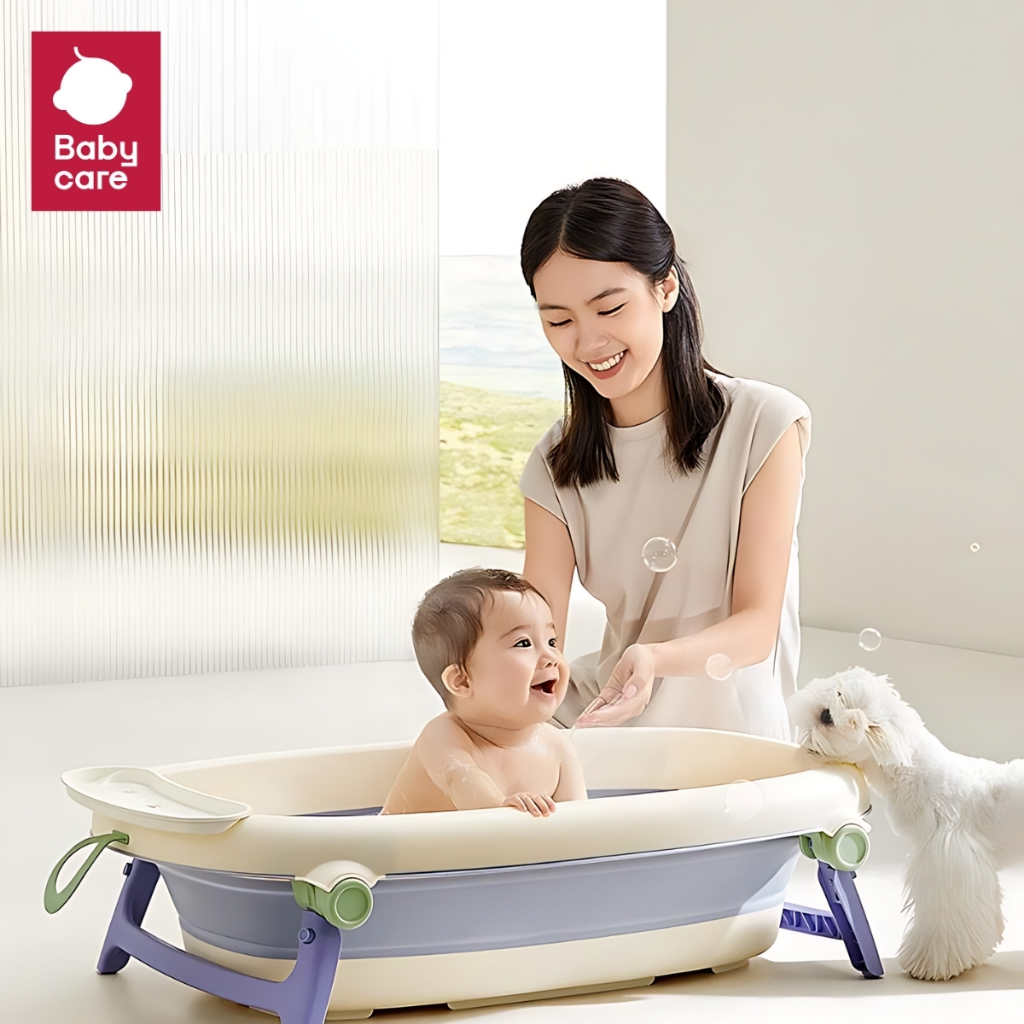 Babycare อ่างอาบน้ำเด็กพับได้ พร้อมตาข่ายรองอาบน้ำ วัดอุณหภูมิ พับเก็บง่าย รุ่น 6-18 เดือน | BC ...