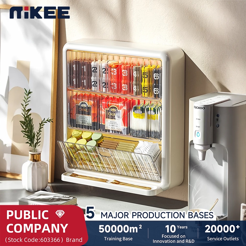 MIKEE กล่องเก็บกาแฟ ชั้นวางของชา กล่องเก็บเครื่องปรุงรส กล่องเก็บของติด ...