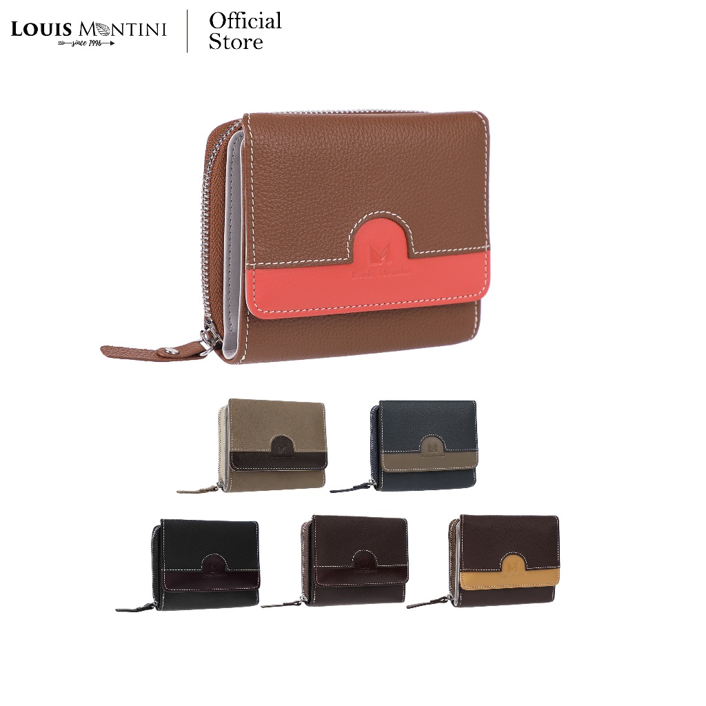 [ส่งด่วนฟรี] Louis Montini (Emily) กระเป๋าสตางค์ผู้หญิง ใบสั้น หนังวัว ...