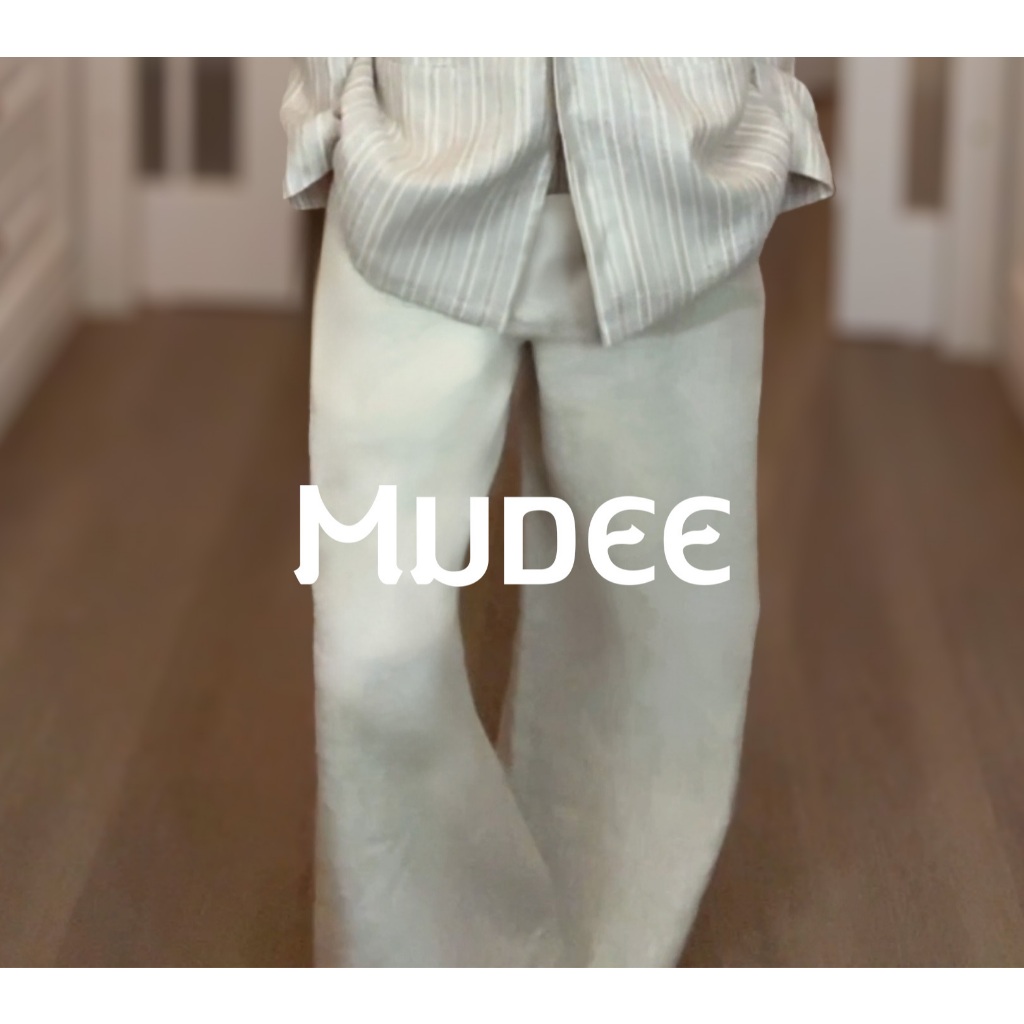 MUDEE กางเกงขายาวซิปหน้า ผ้าลินิน 100% Wide-Leg Long Pants | Shopee ...