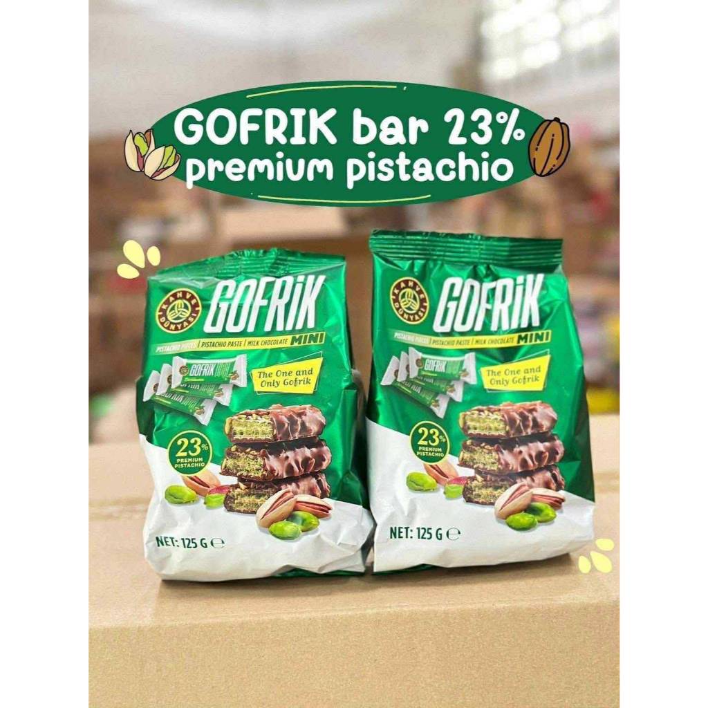 Gofrik Mini Pistachio Paste Milk Chocolate เป็นขนมเวเฟอร์สอดไส้พิสตาชิ ...