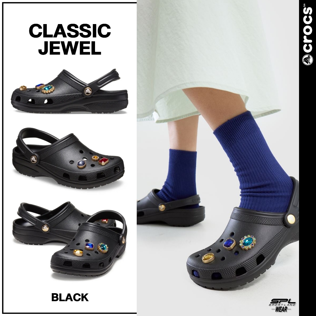 Crocs รองเท้าแตะ รองเท้าลำลอง แถมจิ๊บบิท UX Classic Jewel Clog 210733 ...