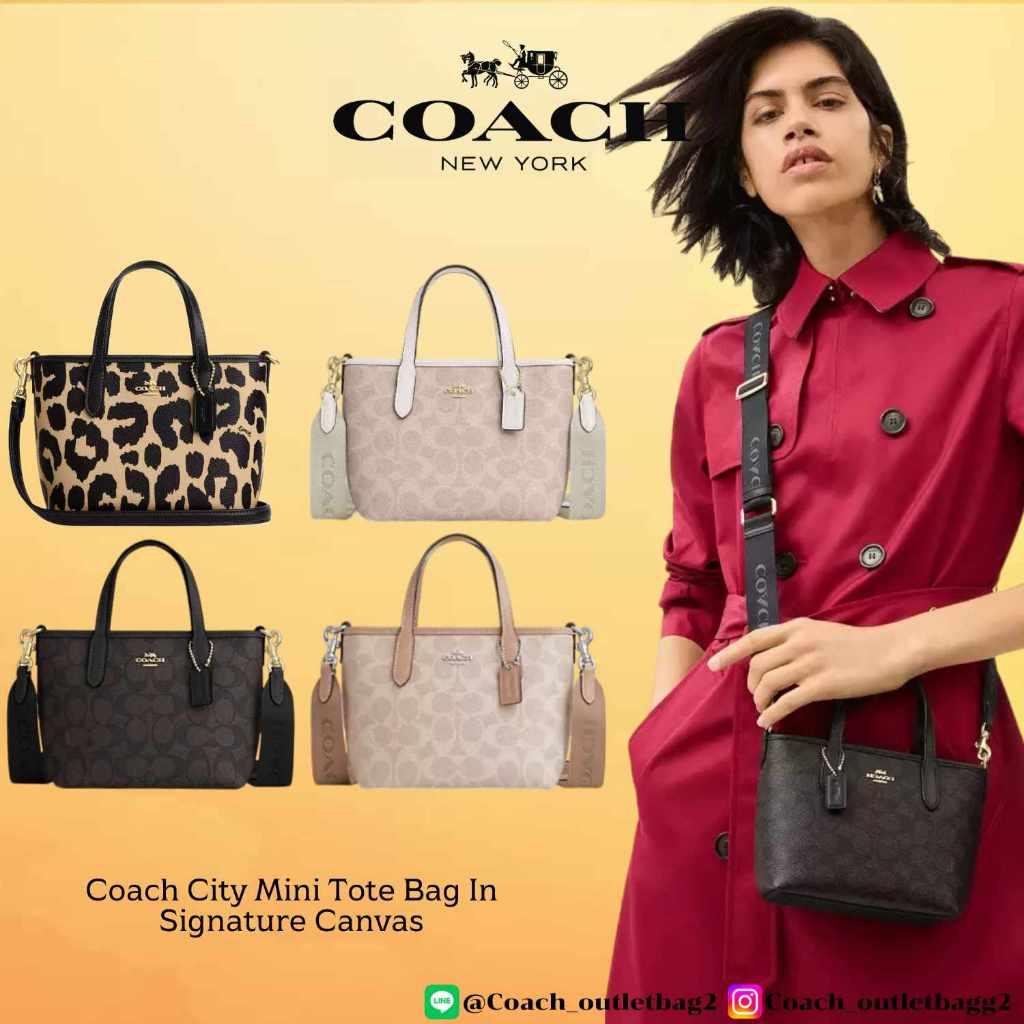 Coach City Mini Tote Bag In Signature Canvas | Shopee Thailand