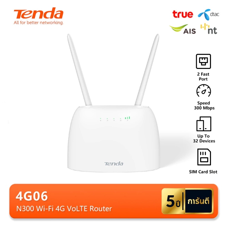 [ใหม่] Tenda 4G06 4G N300 LTE Router เร้าเตอร์ใส่ซิมปล่อย WI-FI รับ ...