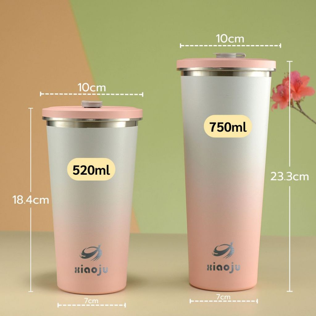 Xiaoju แก้วเก็บความเย็น แก้วกาแฟ สแตนเลส 304 เก็บร้อนเก็บเย็นได้ มี 4 สี 2 ขนาด 520ml , 750ml ...