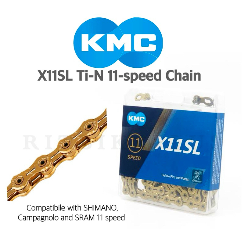 (โค๊ดส่วนลด) โซ่จักรยาน KMC X11SL 11-speed 118 links Ti-N | gold สีทอง | Shopee Thailand