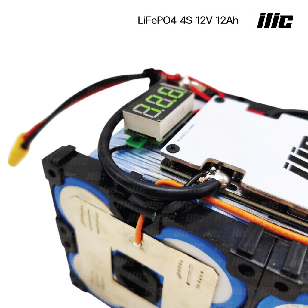 ilic แบตเตอรี่ลิเธียมฟอสเฟต LiFePO4 32650 4S 12V 12Ah ติดตั้ง BMS 2IN1 ...
