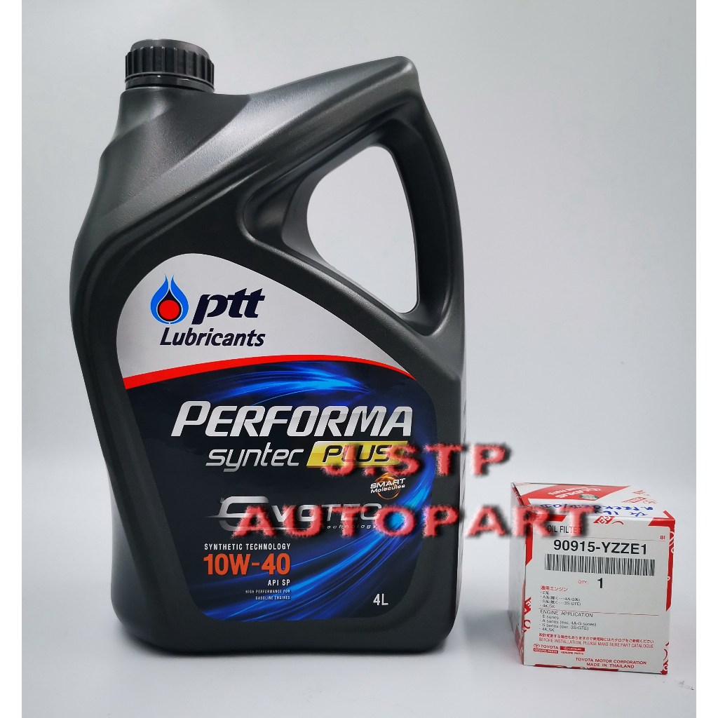 PTT Performa Synthc Plus EVOTEC 10w-40 ขนาด 4 ลิตร+กรองน้ำมันเครื่อง TOYOTA 16วาว์ล แท้เบิกศูนย์ ...
