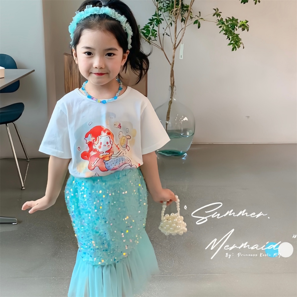 PRINCESS KESLI 2 ชิ้น ชุดเด็กผู้หญิง ชุดเจ้าหญิง ชุดนางเงือกเด็ก เซ็ท 1 ...