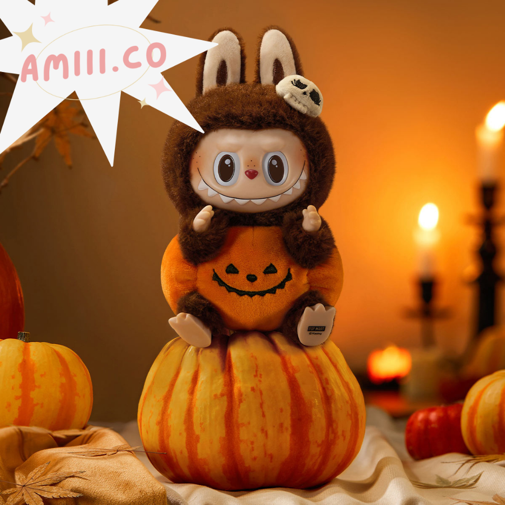 (พร้อมส่ง) พวงกุญแจ Labubu Happy Halloween Party Series Sitting Pumpkin ...