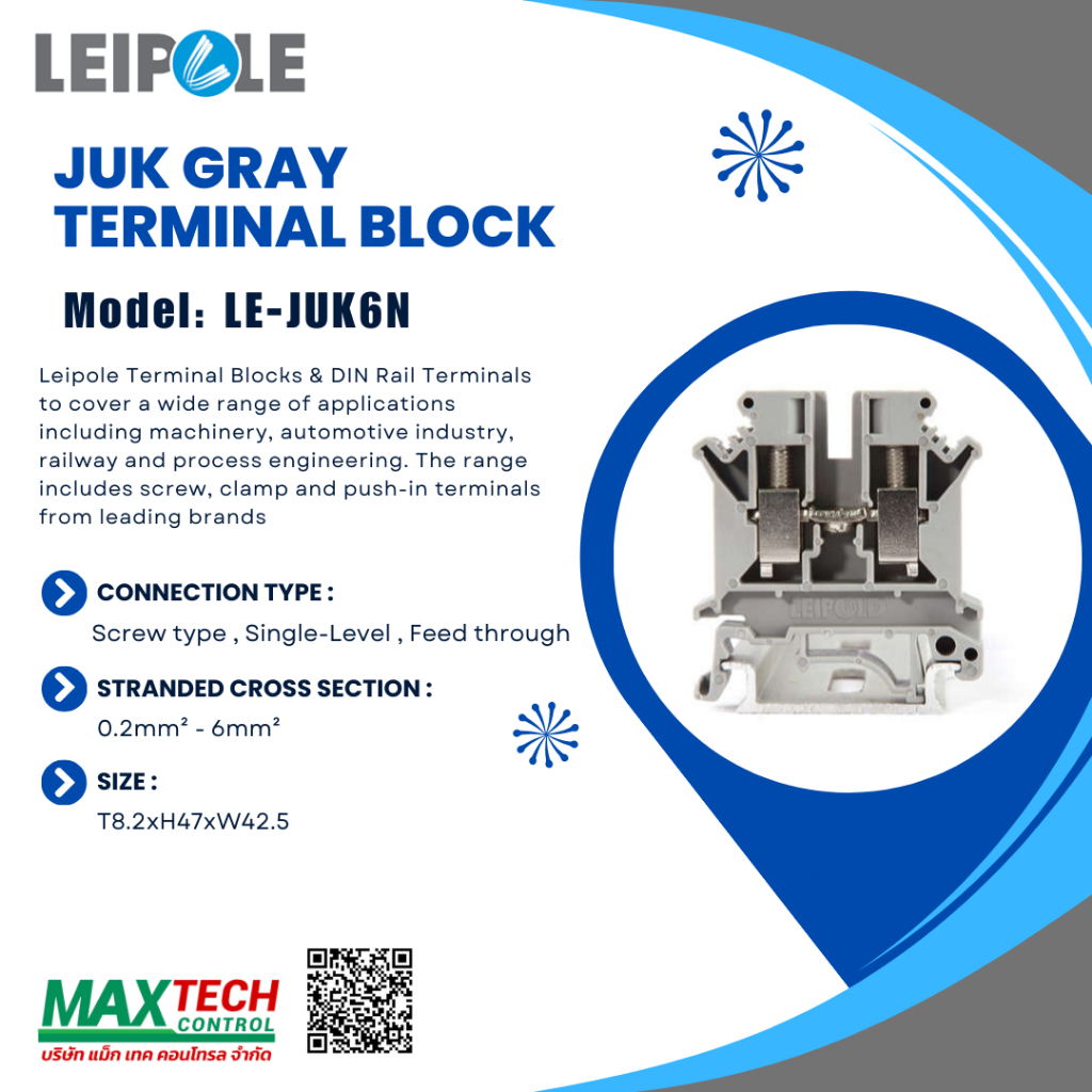 Leipole Model : JUK6N (JUK Gray terminal block) | Shopee Thailand