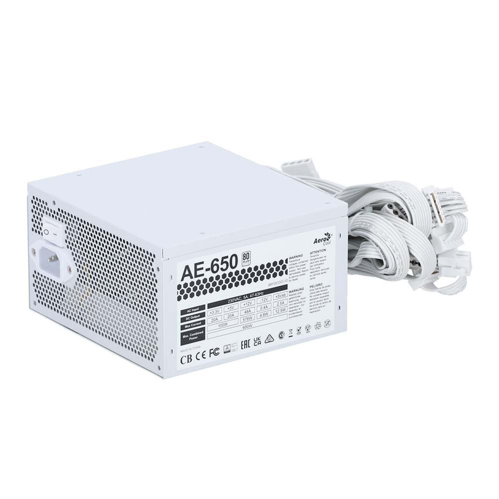 POWER SUPPLY (อุปกรณ์จ่ายไฟ) AEROCOOL AE 650 WHITE - 650W 80 PLUS ...