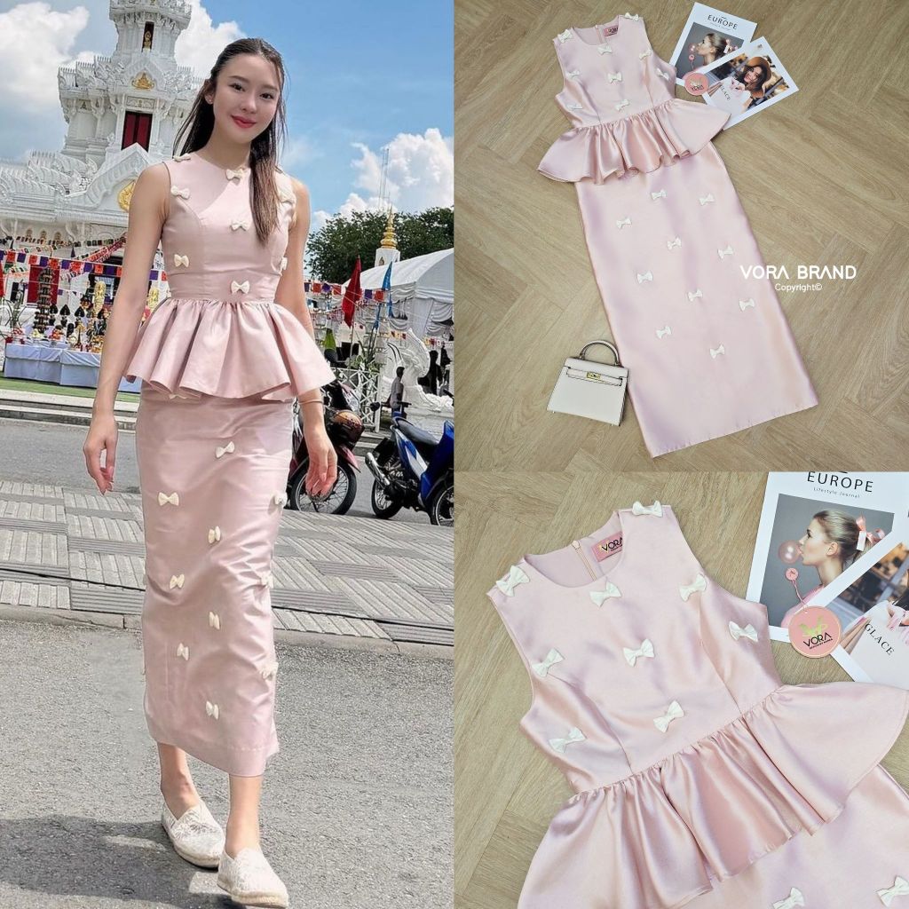 VORA Set เสื้อแขนกุด เอวเข้ารูป ชายเสื้อจับจีบบาน (*สอบถามสต๊อกก่อนกดสั่งน๊า) | Shopee Thailand