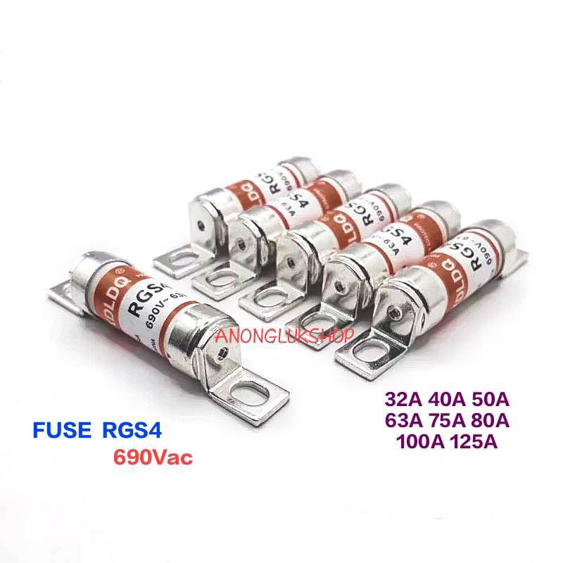 1ตัว 👉👉 Fuse Link RGS4 25A 32A 40A 50A 63A 75A 80A 100A 125A FUSE LINK 690Vac ฟิวส์ลิงค์ ฟิวส์ ...