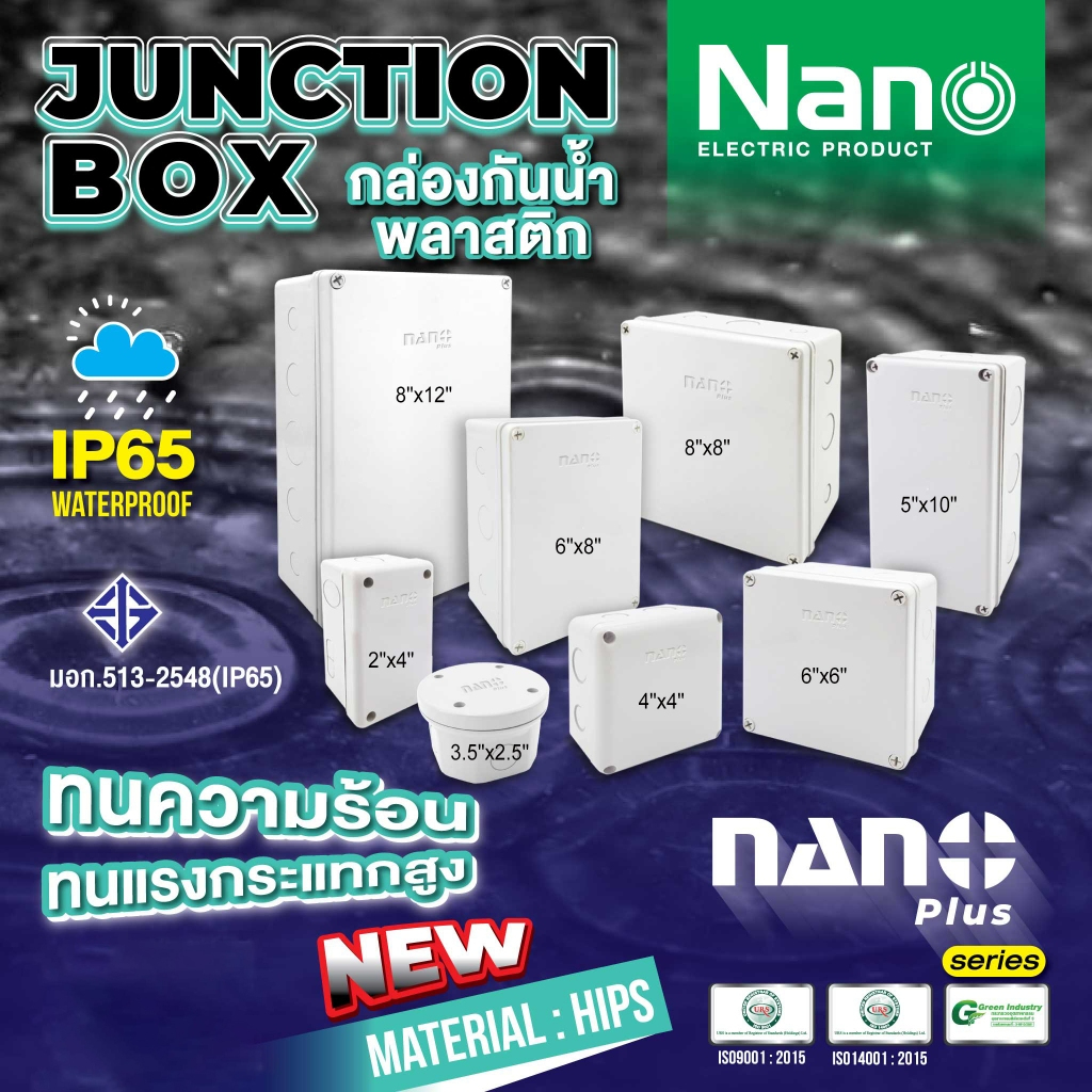 Nano NNP กล่องไฟ บล็อกกันน้ำ กล่องกันน้ำ สีขาว มีให้เลือกหลาย ขนาด 2X4 4x4 6x6 5x10 6x8 8x8 8x12 ...