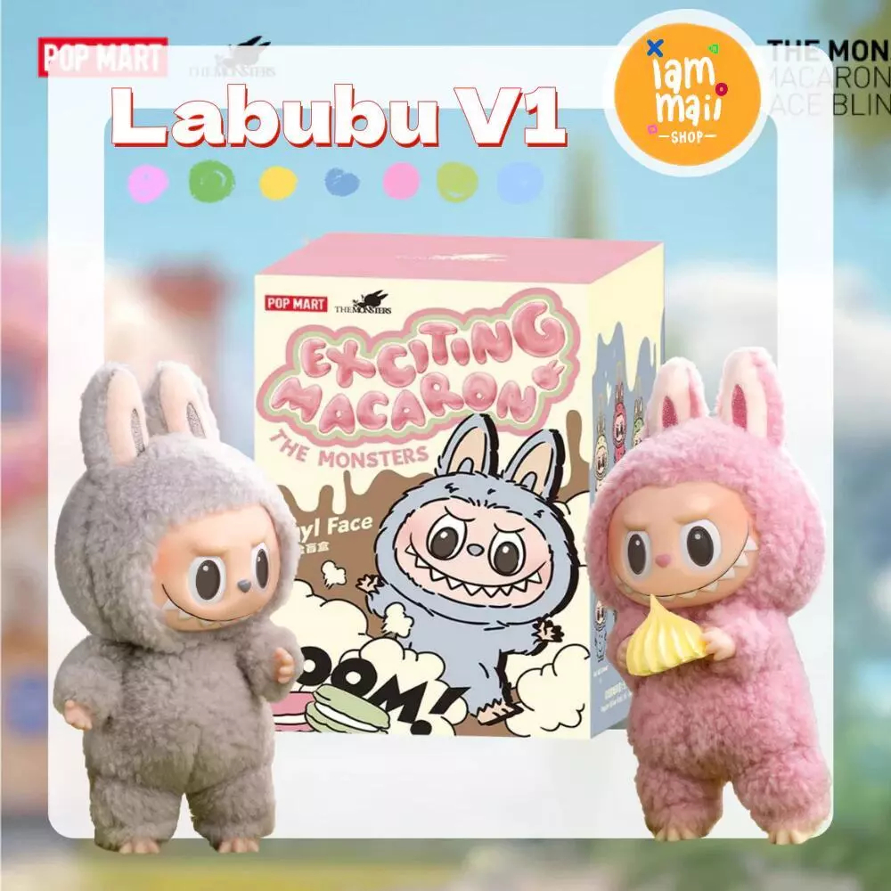 พร้อมส่งจากไทย POP MART Labubu V1 macaron Series toffee มาการองกล่องสุ่ม pop mart (กล่องสุ่ม ...