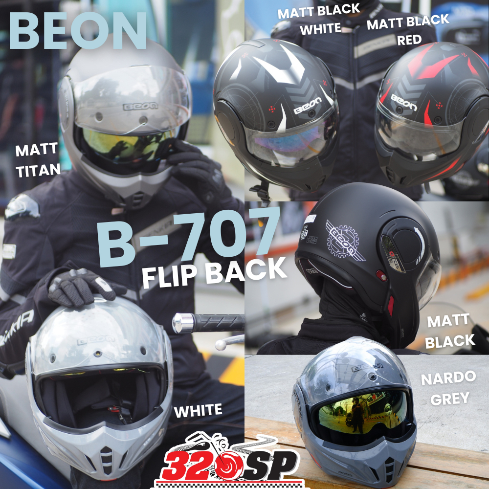 หมวกกันน็อค BEON B-707 FLIP BACK ลายใหม่ล่าสุด ส่งไว!! 320SP | Shopee ...
