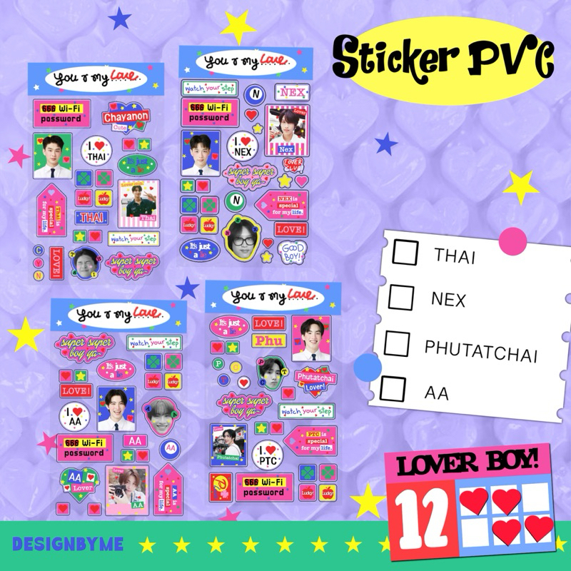 NEW!! 🩵🍒Sticker A6 PVC BUS!🍎💓 (Thai,Nex,Phu,AA,Khunpol,Heart) | Shopee ...