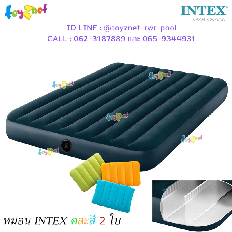 Intex ที่นอนเป่าลม ดูรา-บีม 5 ฟุต รุ่น 64734 + หมอนเป่าลม 2 ใบ รุ่น 68676 (คละสี) | Shopee Thailand