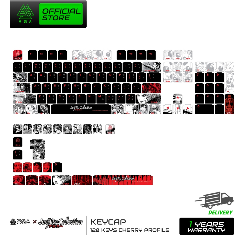 Set Keycap “EGA X JUNJI ITO COLLECTION” เซ็ทคีย์แคป Full Set 128 Key ...