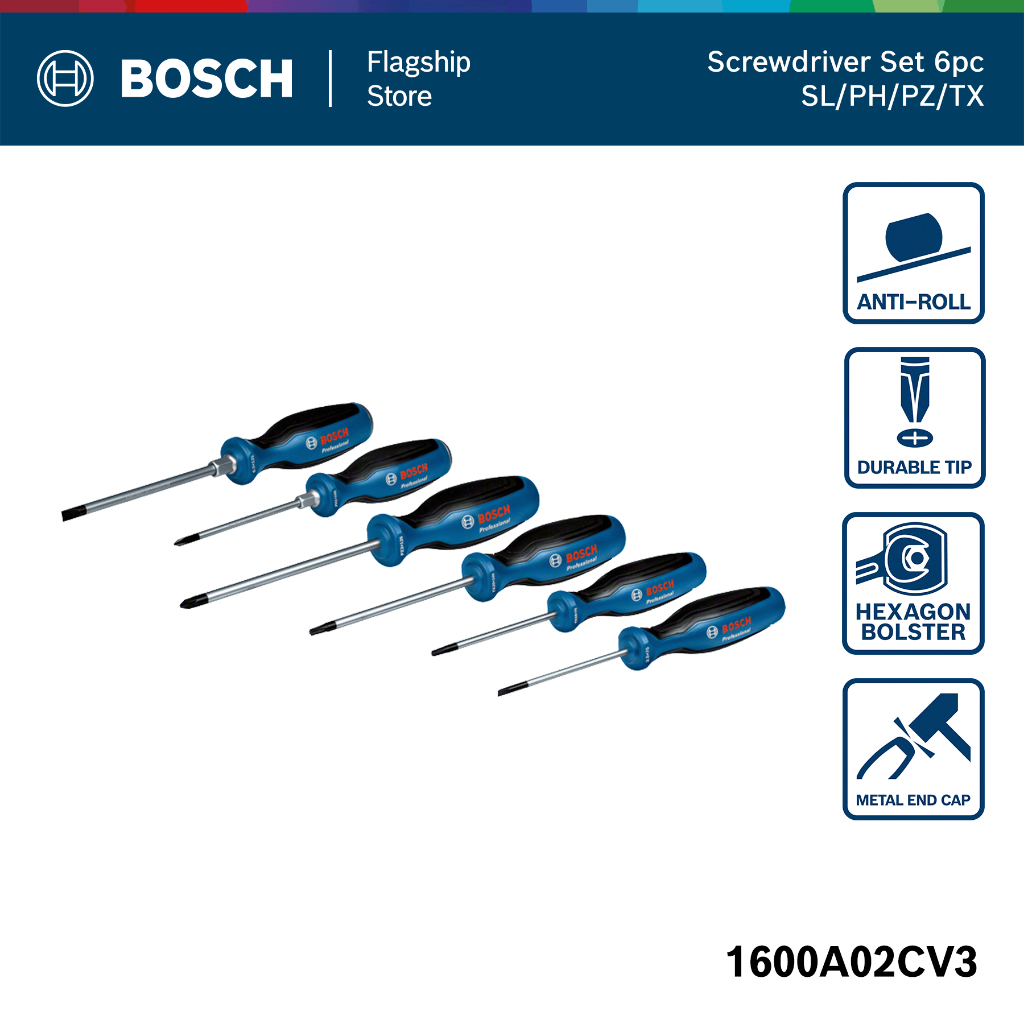BOSCH 6pc mixed screwdriver set ชุด ไขควง 6 ชิ้น PH PZ SL TX | Shopee ...