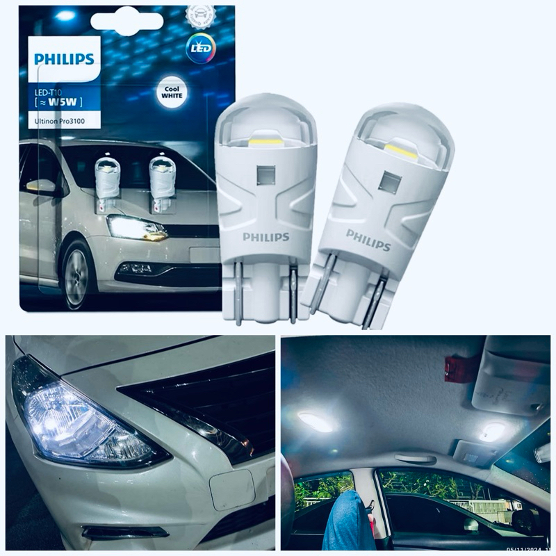 PHILIPS T10 LED-WHITE [W5W] 12V หลอดไฟหรี่ Ultinon Pro3100 6500k | Shopee Thailand