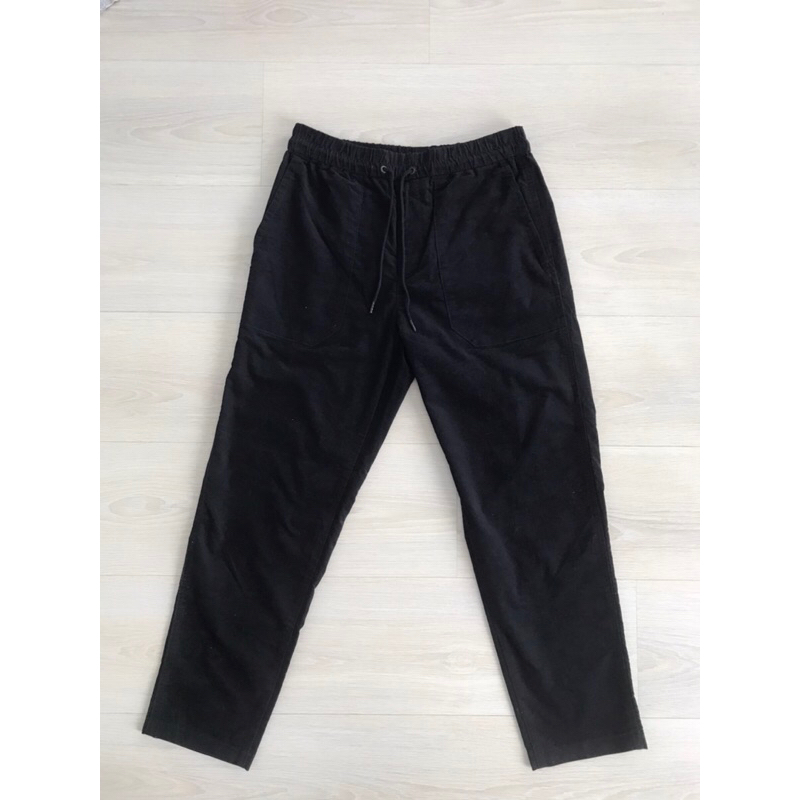 กางเกง GU Chef pants ผ้าลูกฟูกเรียบ สีดำ ไซส์ S | Shopee Thailand