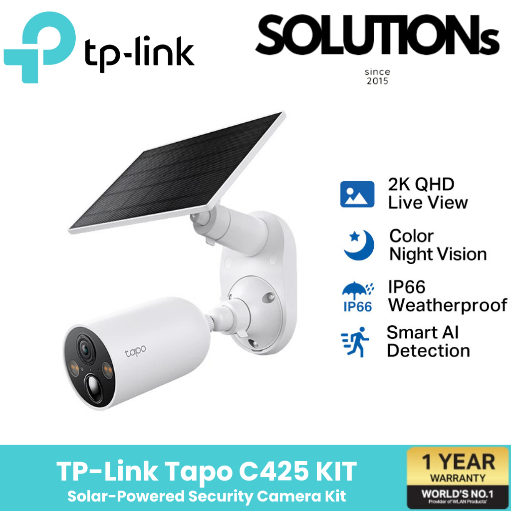 TP-LINK (Tapo C425 KIT) Solar-Powered Security Camera Kit ชุดกล้องวงจรปิดพร้อมแผงโซลาเซลล์ กล้อง ...