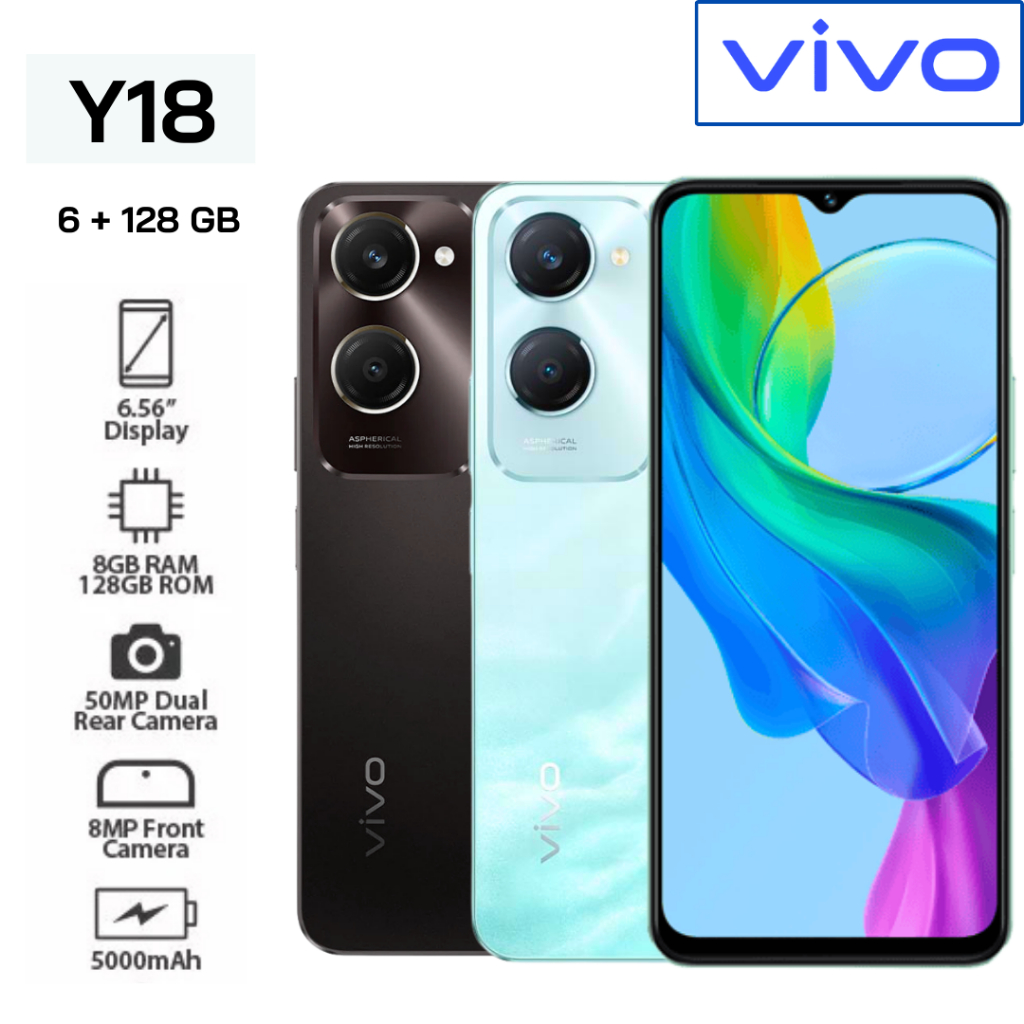 Vivo Y18 (8+128GB) สมาร์ทโฟน หน้าจอ 6.56 กล้องชัด สเปคแรง | Shopee Thailand