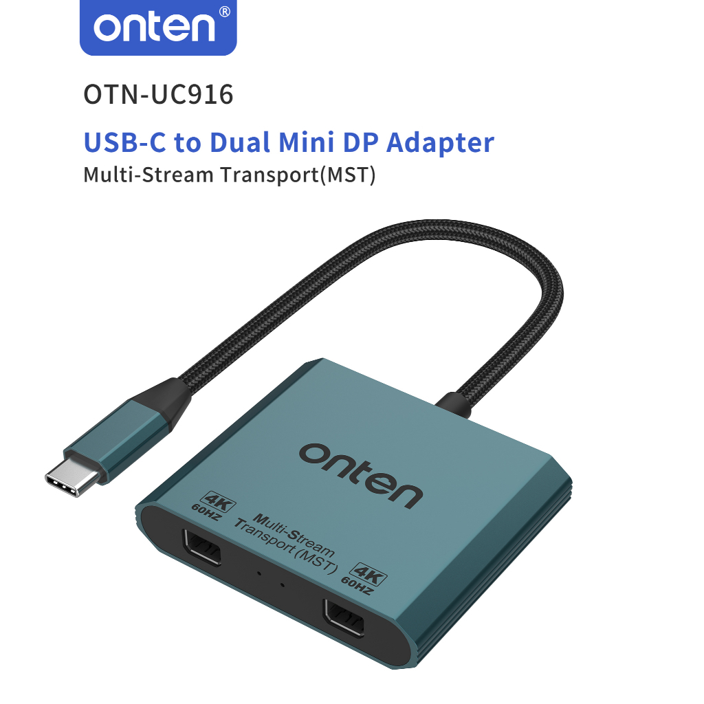 (พร้อมส่ง) ONTEN OTN-UC916 USB-C to Dual Mini DP Adapter 4K60Hz ...