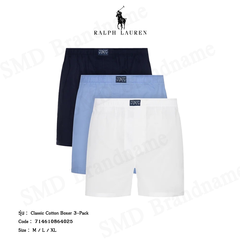 Polo Ralph Lauren กางเกงชั้นในผู้ชาย รุ่น Classic Cotton Boxer 3-Pack Code: 714610864025 ...