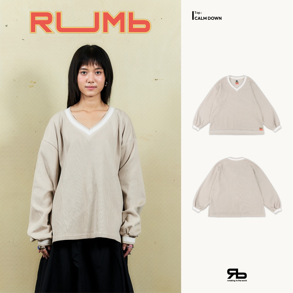 RUMb - เสื้อสเวตเตอร์ เเขนยาว รุ่น CALM DOWN | Shopee Thailand