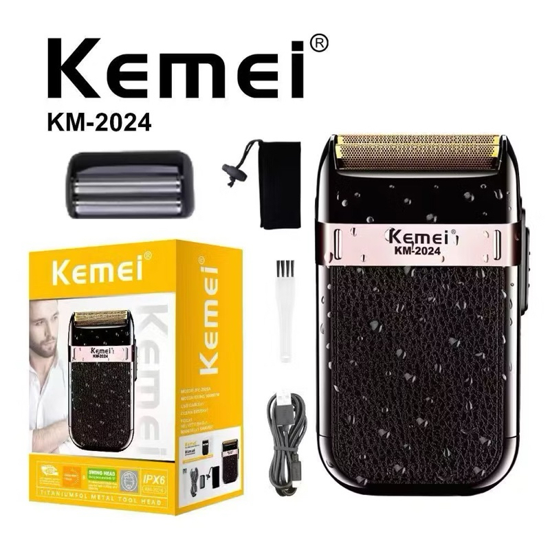 Kemei KM-2024 เครื่องโกนหนวด ไฟฟ้าไร้สาย แข็งแรง ทนทาน | Shopee Thailand