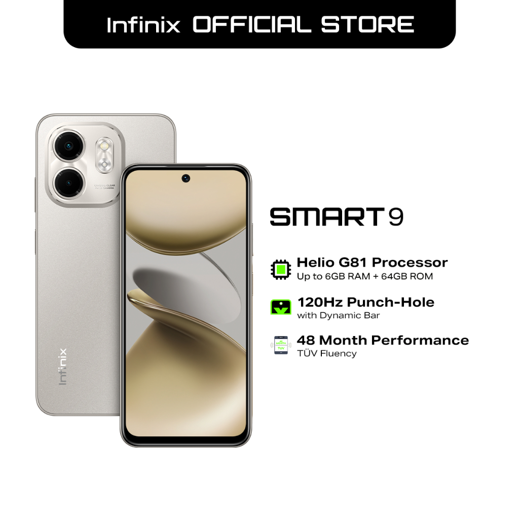 SMART 9 128+3GB (เพิ่มแรมสูงสุด 6GB) I 120Hz หน้าจอใหญ่ 6.7" Punch-Hole ...