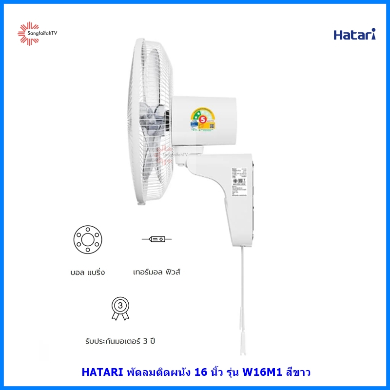 NEW Hatari พัดลมติดผนัง 16 นิ้ว รุ่น W16M1 | Shopee Thailand