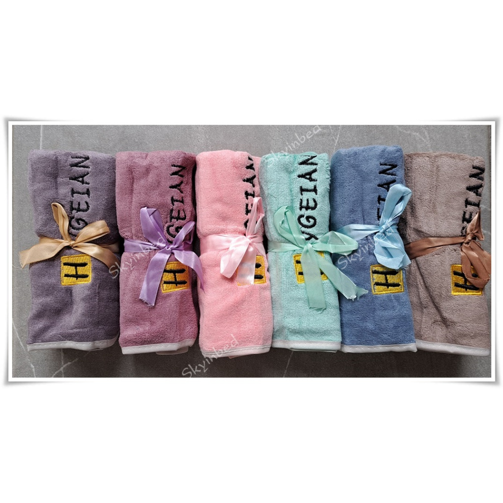 ผ้าเช็ดหน้าเช็ดผม HYGEIAN (ซับน้ำดี/ขนไม่หลุด/ผ้านุ่ม) ขนาด 35×75cm ...